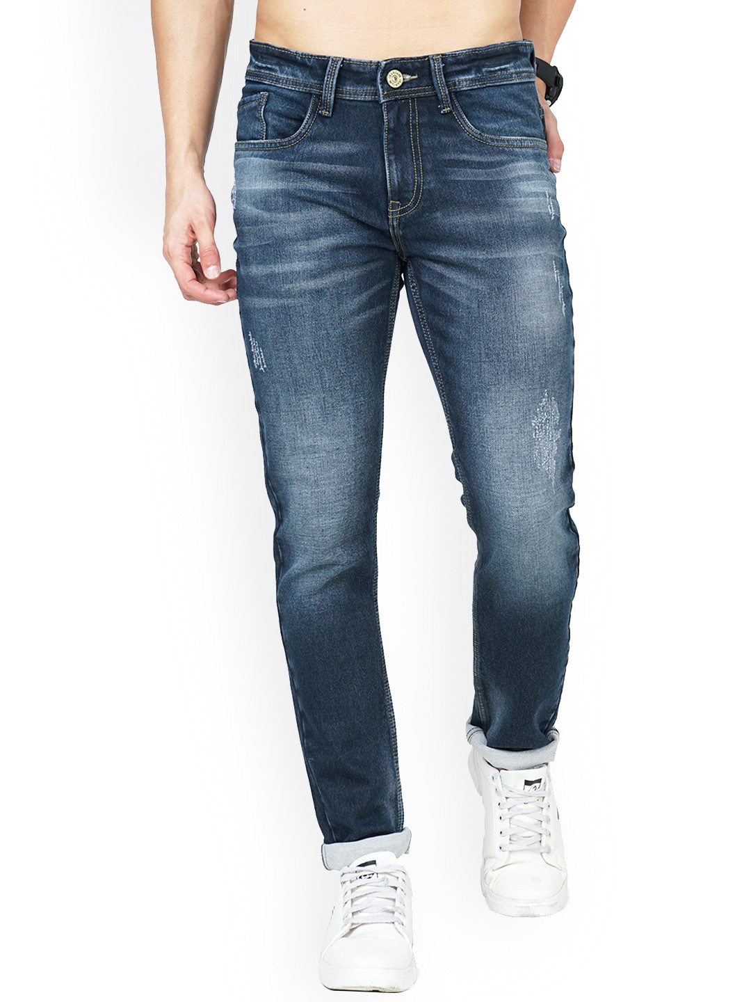 Buy Jean Cafe Men Blue Jean Slim Fit Mildly Distressed Heavy Fade Jeans ...