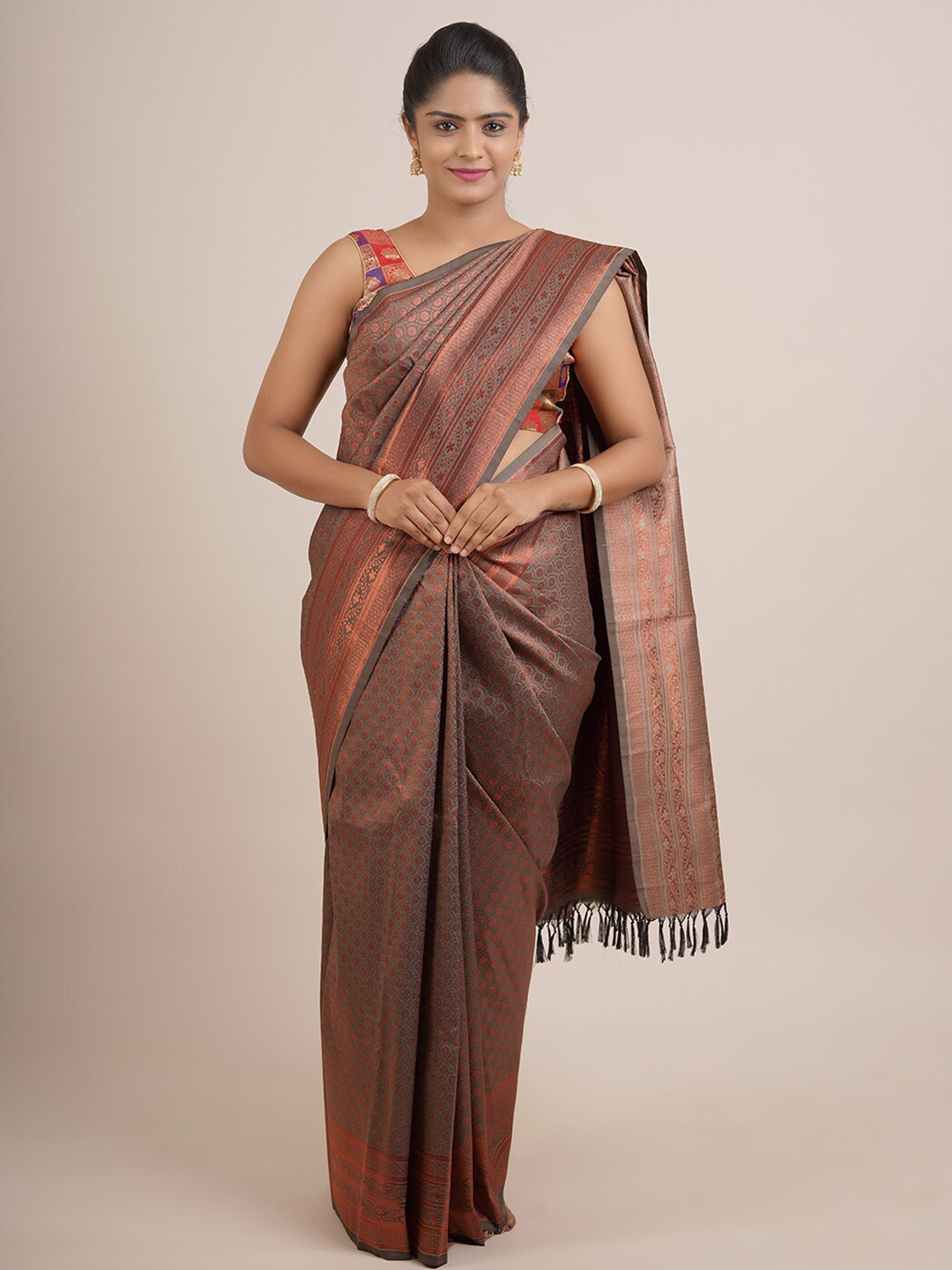 Buy Pothys Grey Woven Design Zari Pure Silk Saree - Sarees for Women ...