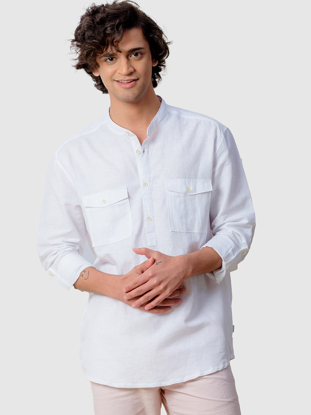 Buy KINGDOM OF WHITE Men White Smart Casual Shirt - Shirts for Men ...