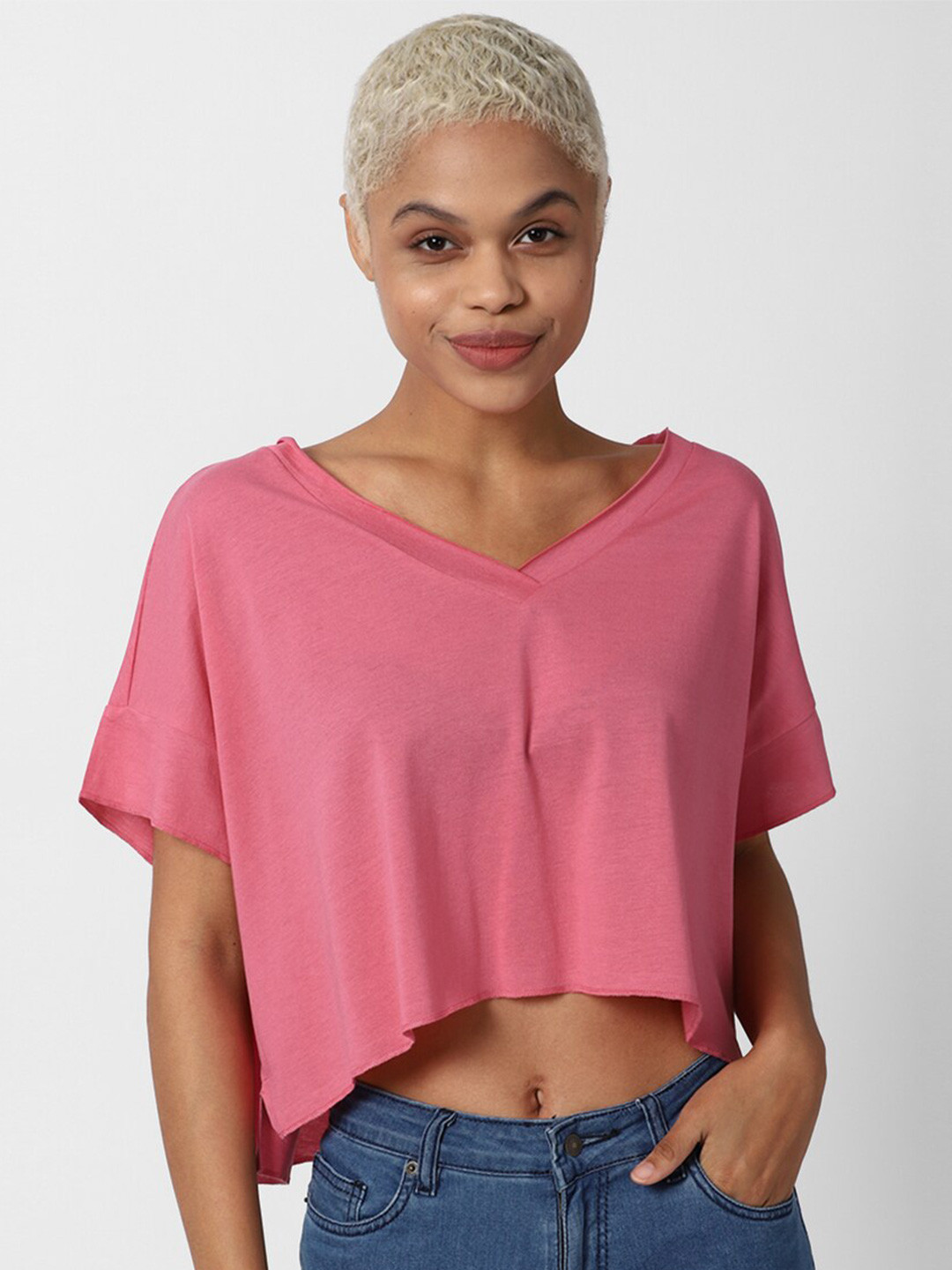 Buy FOREVER 21 Pink Boxy Crop Top - Tops for Women 17609836 | Myntra
