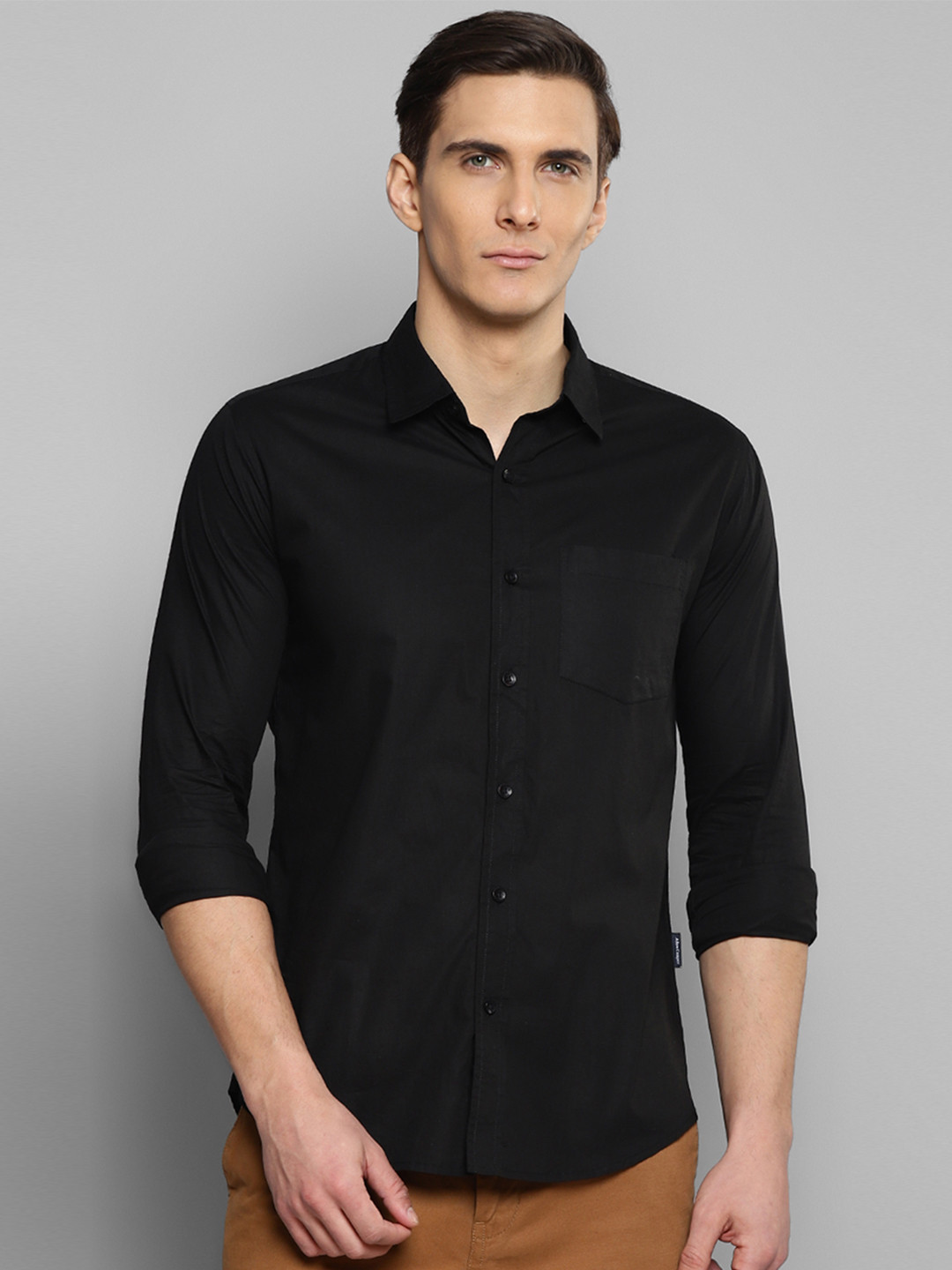 Buy Allen Cooper Men Black Slim Fit Casual Shirt - Shirts for Men ...