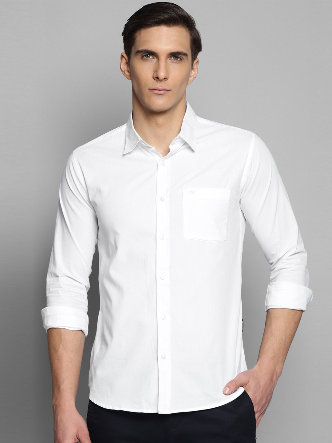 Buy Allen Cooper Men White Slim Fit Cotton Casual Shirt - Shirts for ...