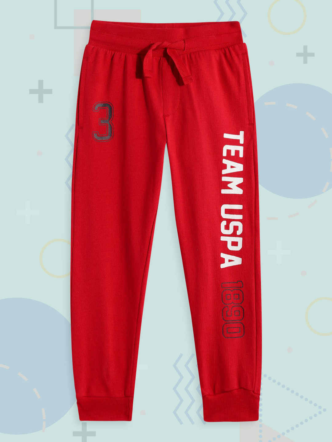 Buy U.S.Polo Assn. Kids Boys Red Printed Pure Cotton Joggers - Track ...