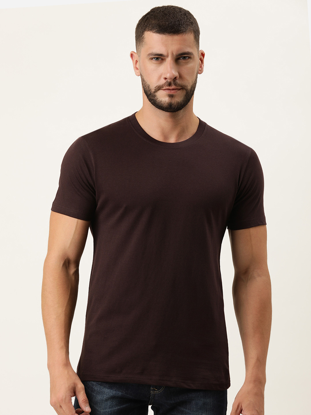 Buy ARISE Men Coffee Brown Bio Finish Cotton T Shirt - Tshirts for Men ...