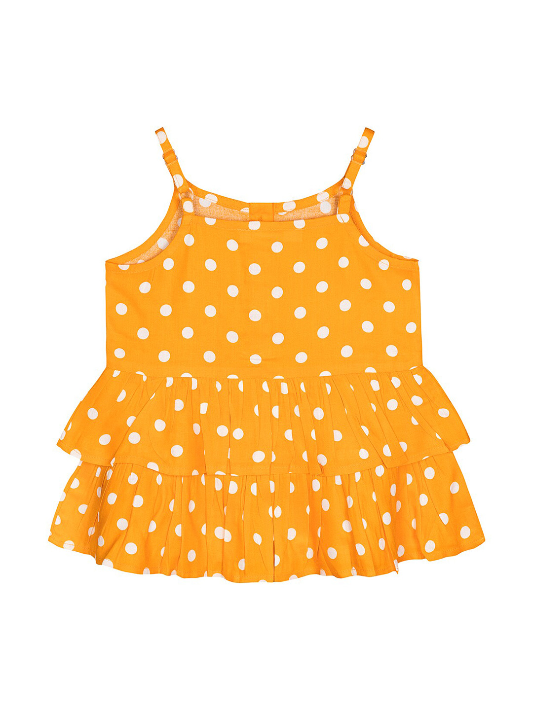 Buy Budding Bees Girls Mustard Yellow & White Polka Dot Print Tiered ...