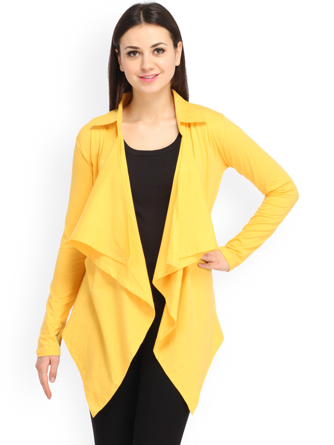 Buy Cation Yellow Open Front Shrug - Shrug for Women 1762416 | Myntra