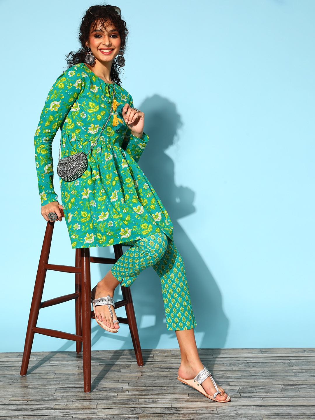 Buy Sangria Ethnic Motifs Pure Cotton Wfh Co Ords Kurta Set Kurta