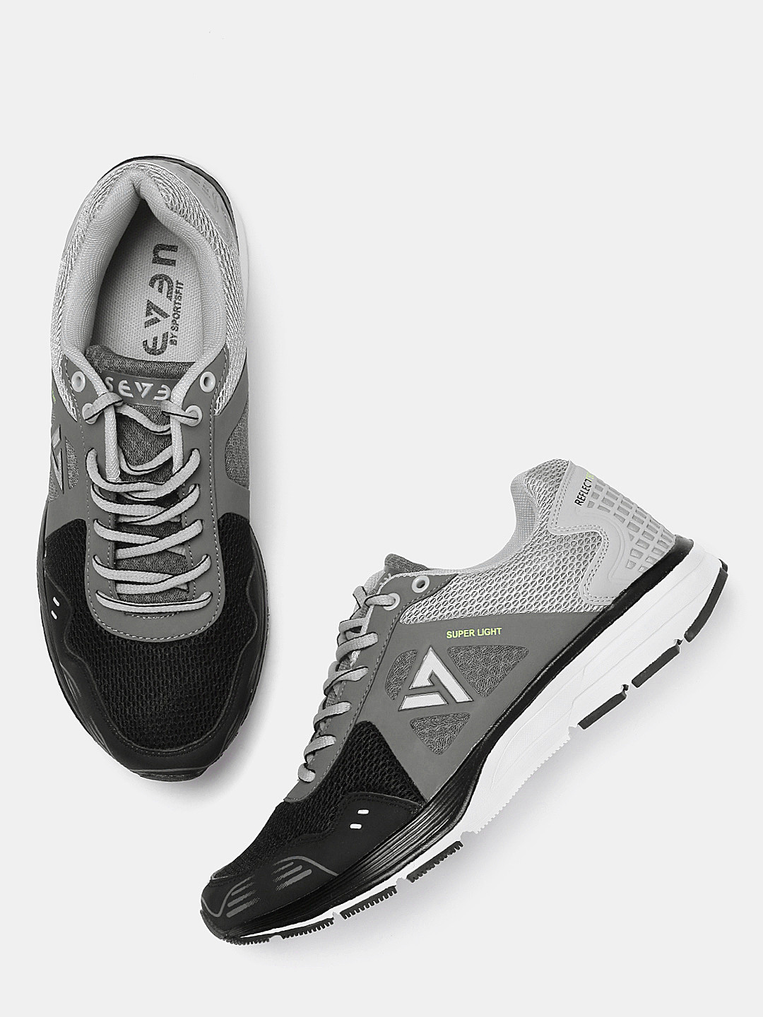 Buy SEVEN By MS Dhoni Men Grey & Black Zeus Running Shoes - Sports ...