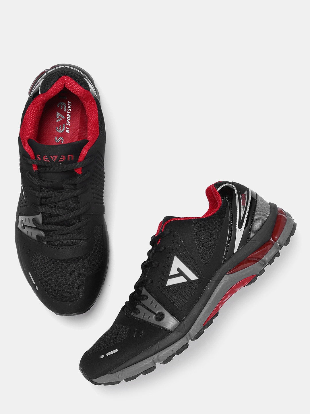 Buy SEVEN By MS Dhoni Men Black Poseidon Running Shoes - Sports Shoes ...