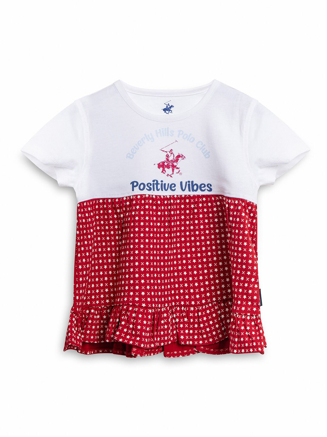 Buy Beverly Hills Polo Club Girls Red & White Print Ruffles Top - Tops ...