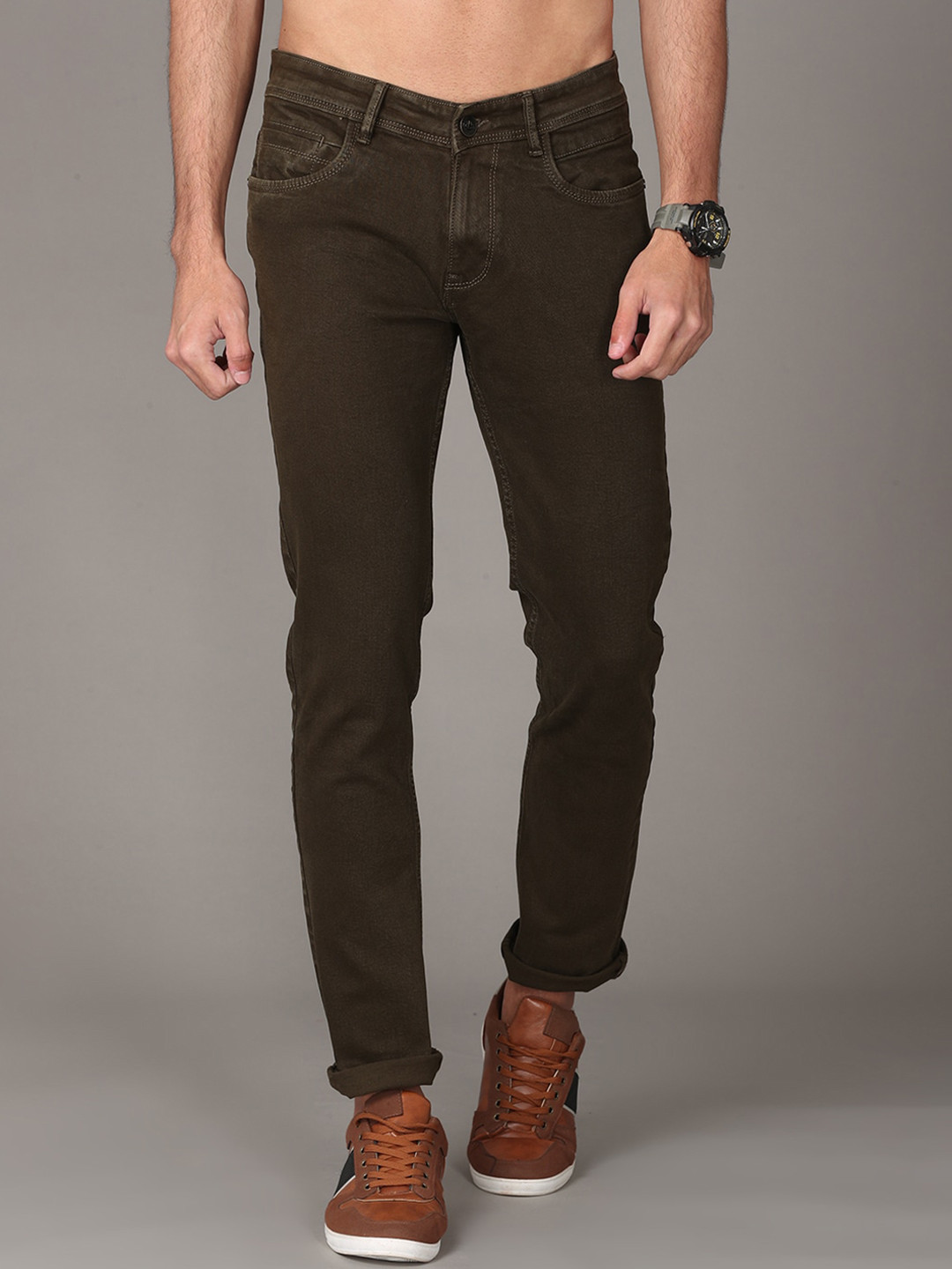 Buy Jean Cafe Men Olive Green Jean Slim Fit Jeans - Jeans for Men ...