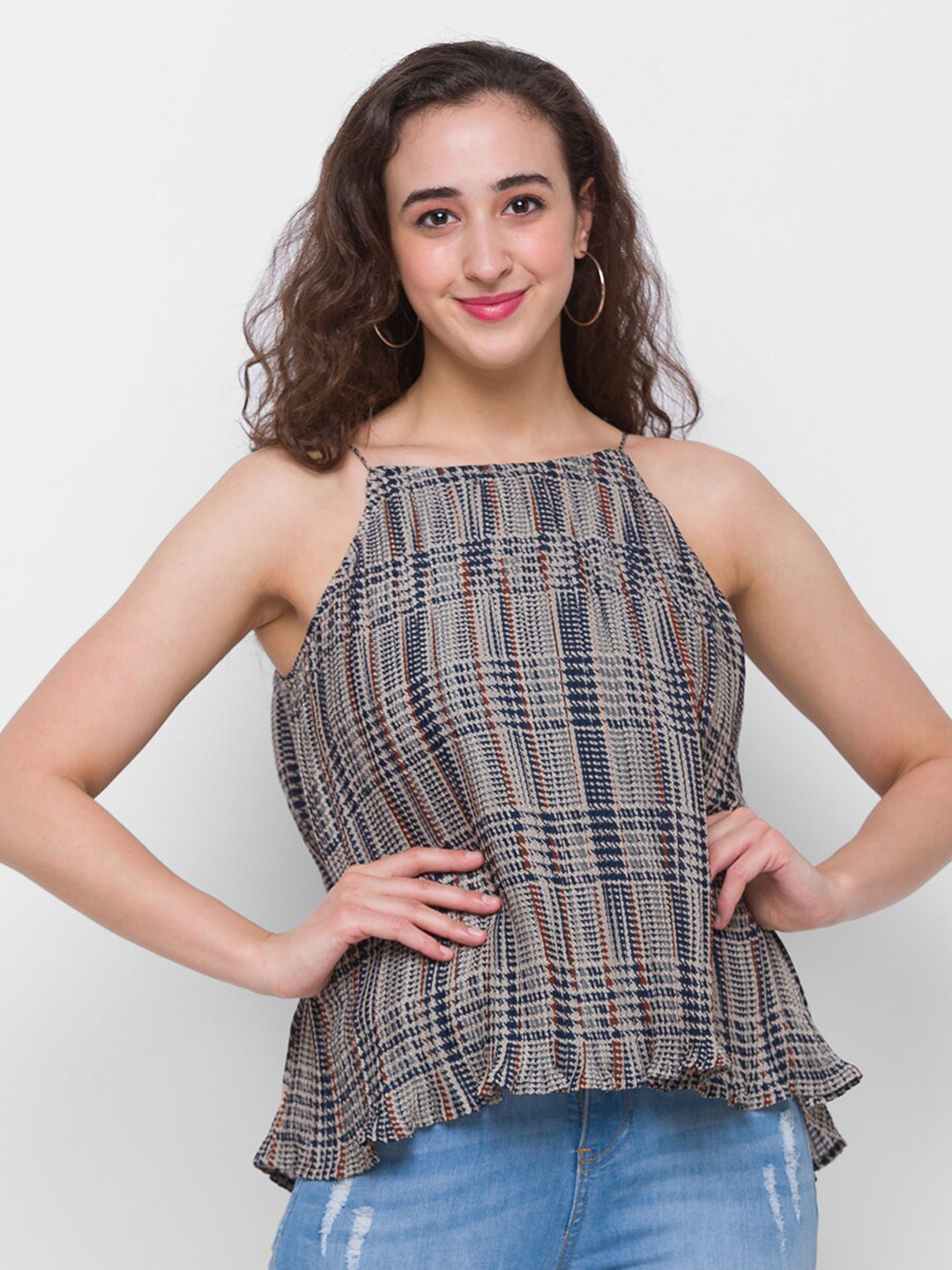 Buy Globus Women Grey Printed Halter Neck Top - Tops for Women 17638026 ...