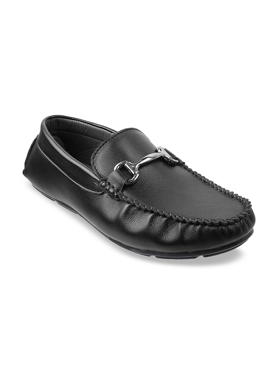 Buy WALKWAY By Metro Men Black Leather Loafers - Casual Shoes for Men ...