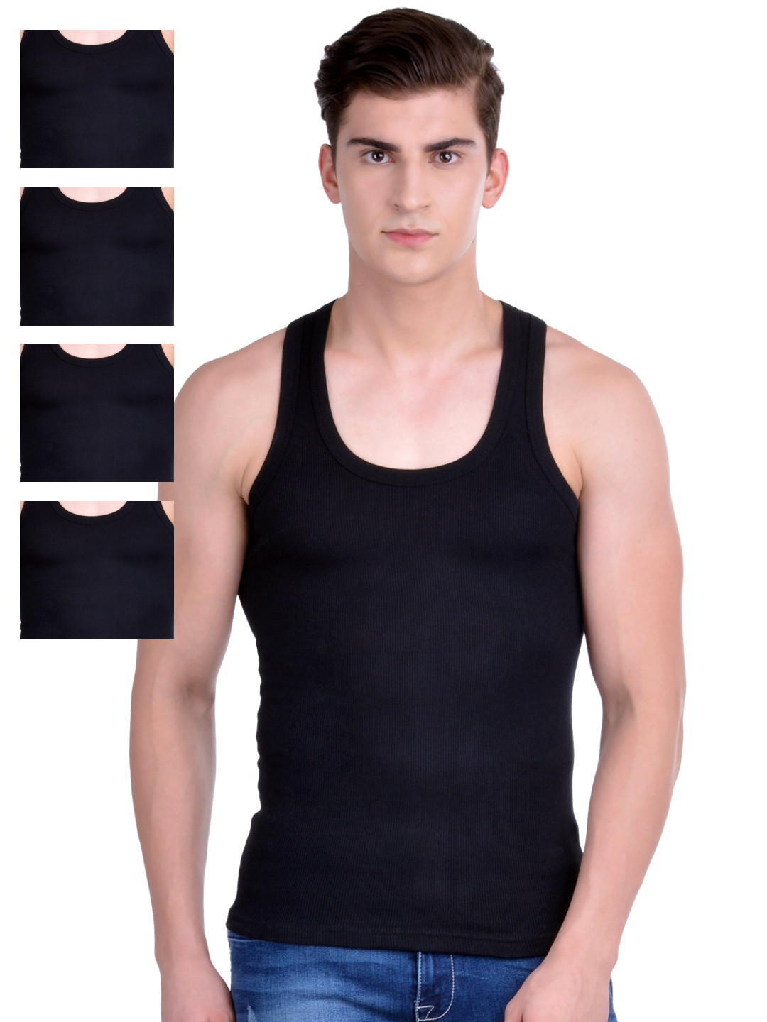 Buy Dollar Bigboss Pack Of 5 Cotton Innerwear Vests - Innerwear Vests ...
