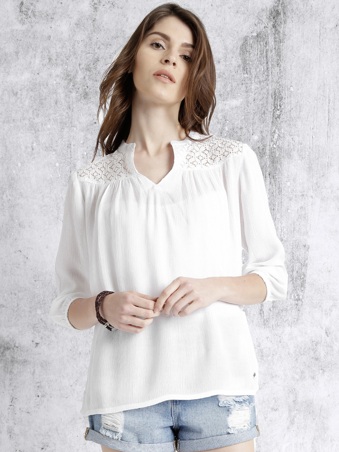Buy Roadster White Semi Sheer Top - Tops for Women 1764415 | Myntra