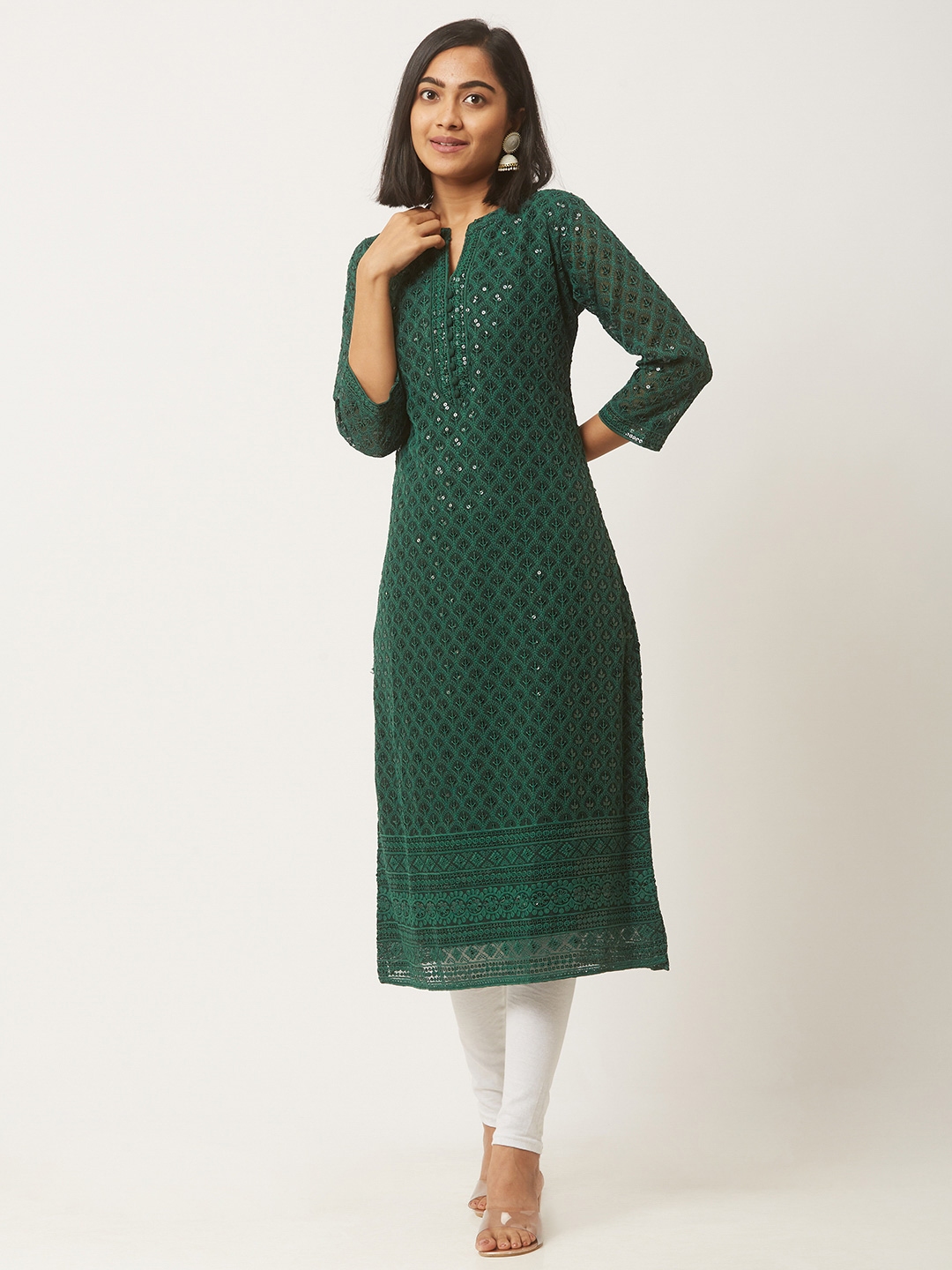 Buy ZOLA Women Embroidered Lucknowi Chikankari Lightweight Georgette ... Buy ZOLA Women Embroidered Lucknowi Chikankari Lightweight Georgette ...
