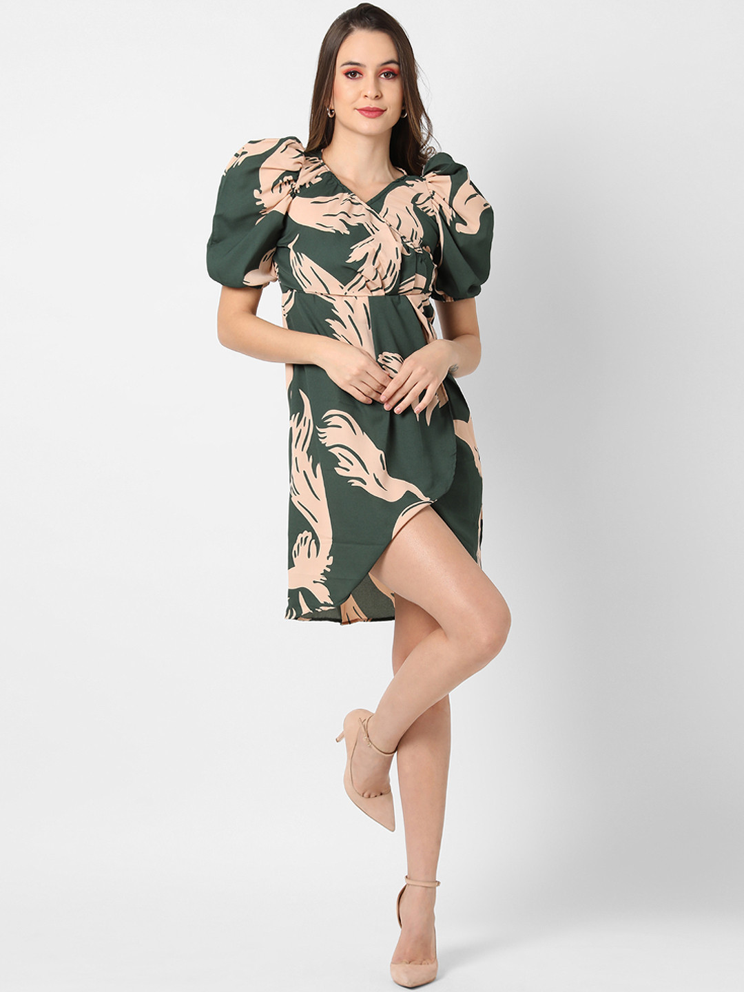 Buy Campus Sutra Women Green Floral Printed Midi Dress - Dresses for ...