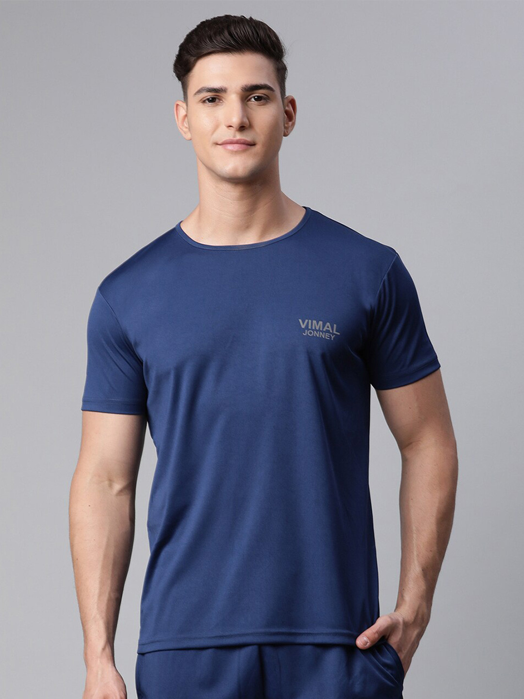 Buy VIMAL JONNEY Men Blue Regular Fit T Shirt - Tshirts for Men ...