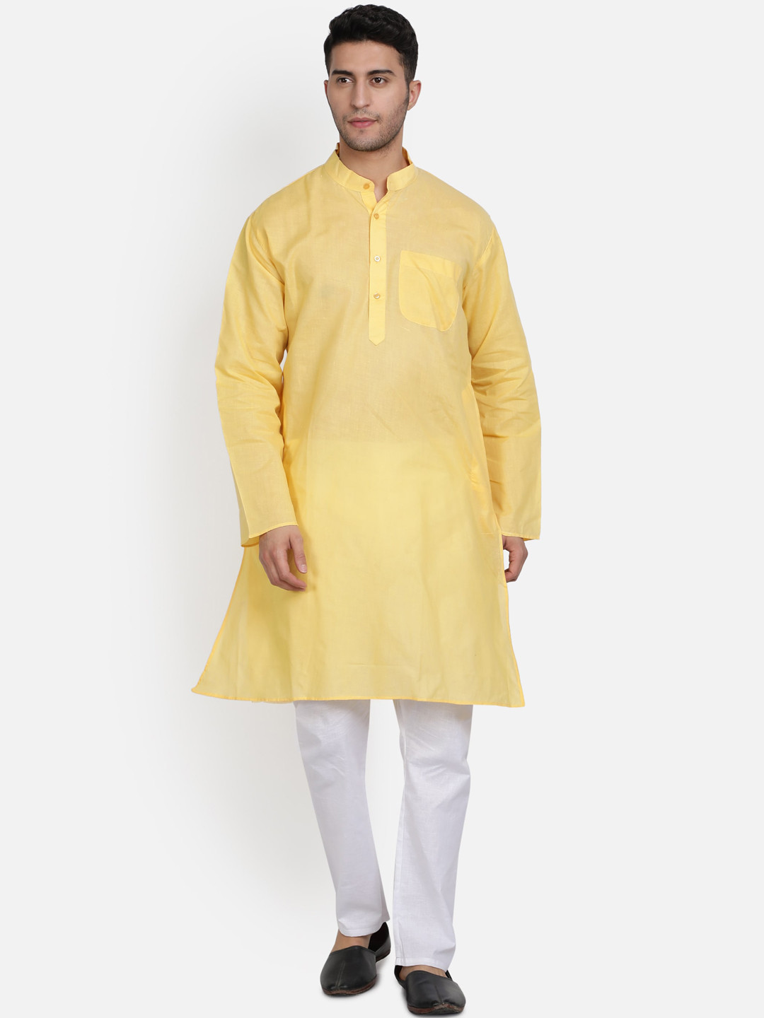 Buy Armaan Ethnic Men Yellow Pure Cotton Kurta With Pyjamas - Kurta ...