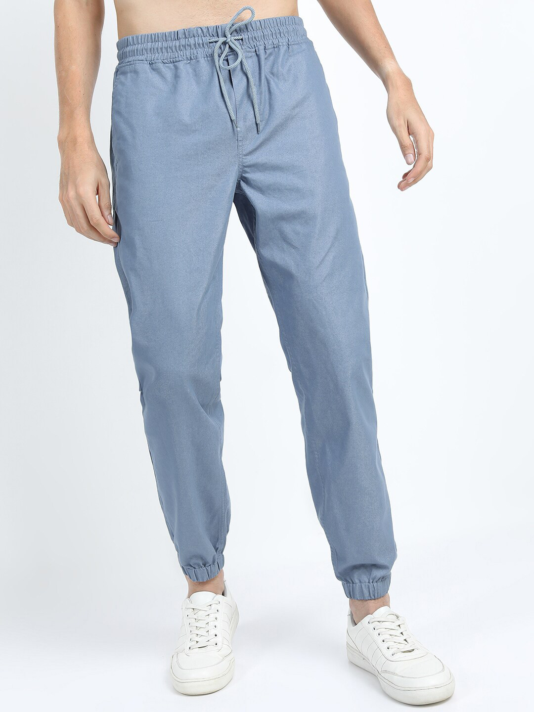 Buy KETCH Men Blue Solid Cotton Joggers Trousers - Trousers for Men ...