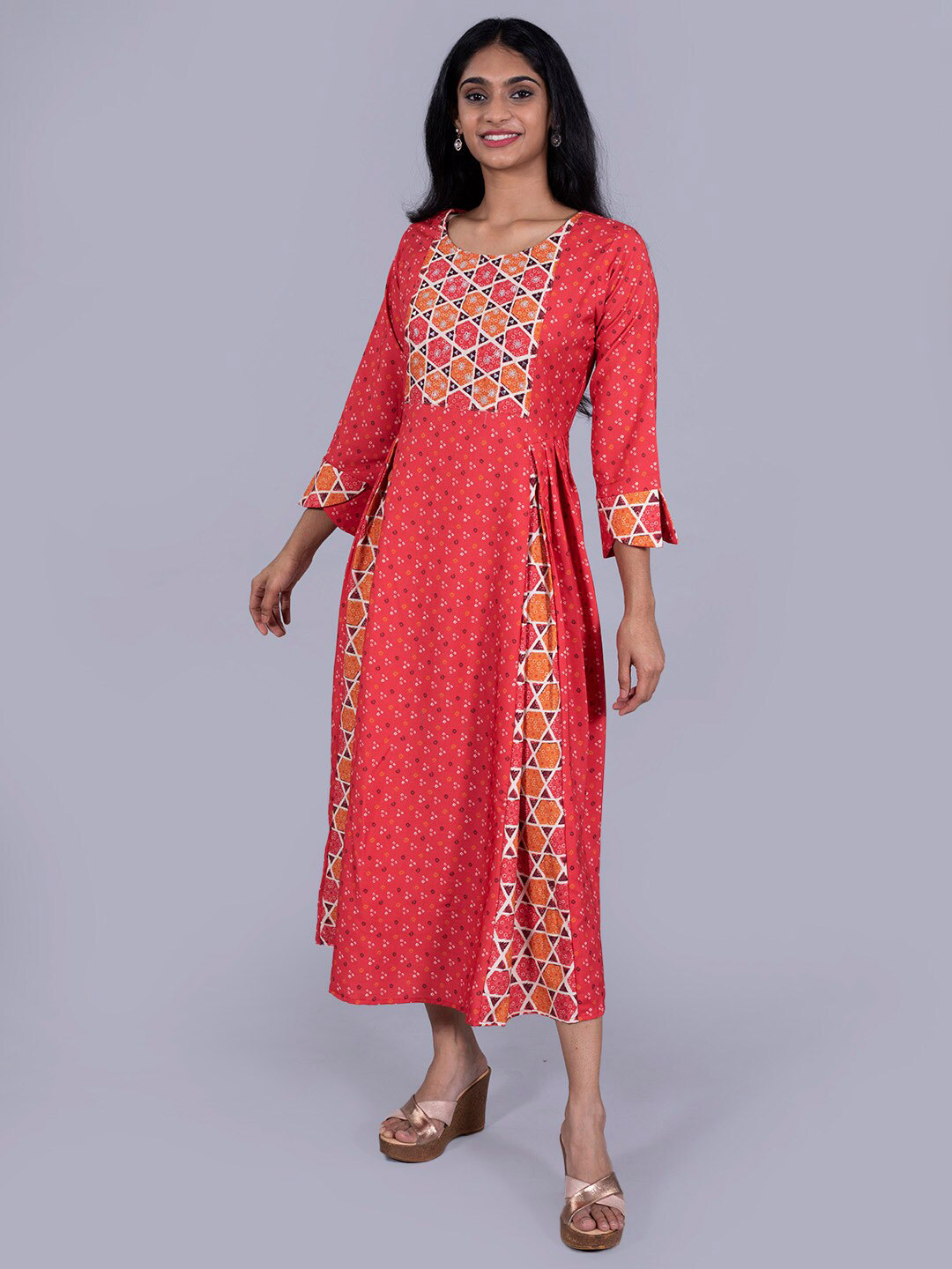 Buy Taruni Red Ethnic Motifs Ethnic Maxi Dress - Ethnic Dresses for ...