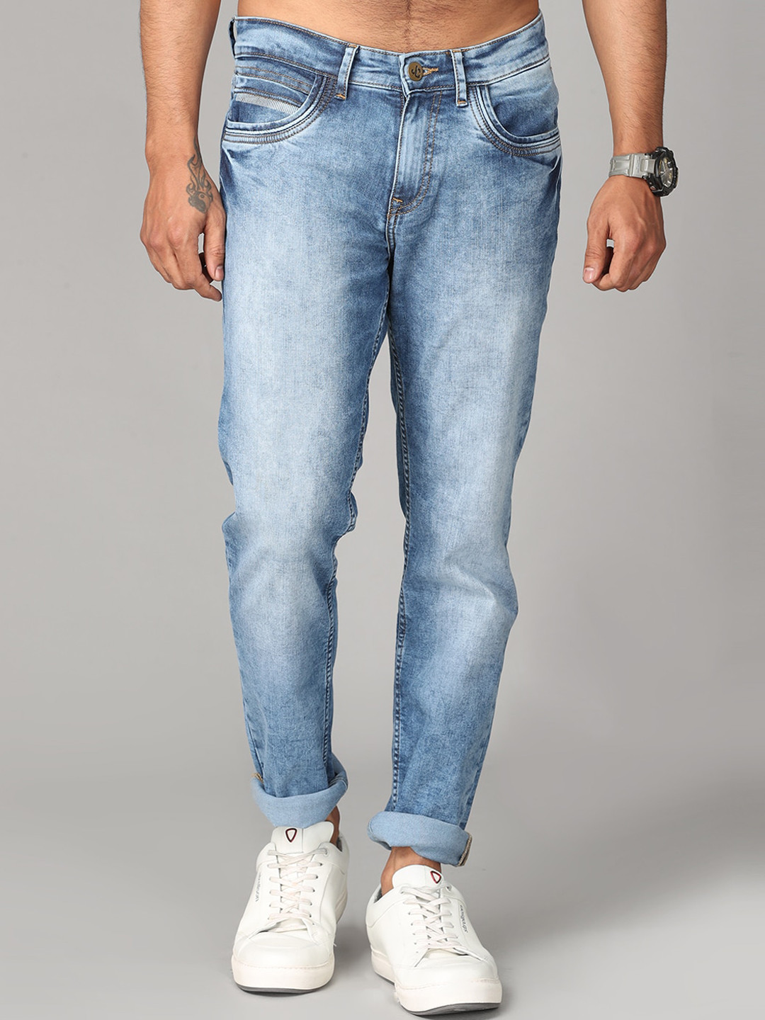 Buy Jean Cafe Men Blue Jean Slim Fit Heavy Fade Jeans - Jeans for Men ...