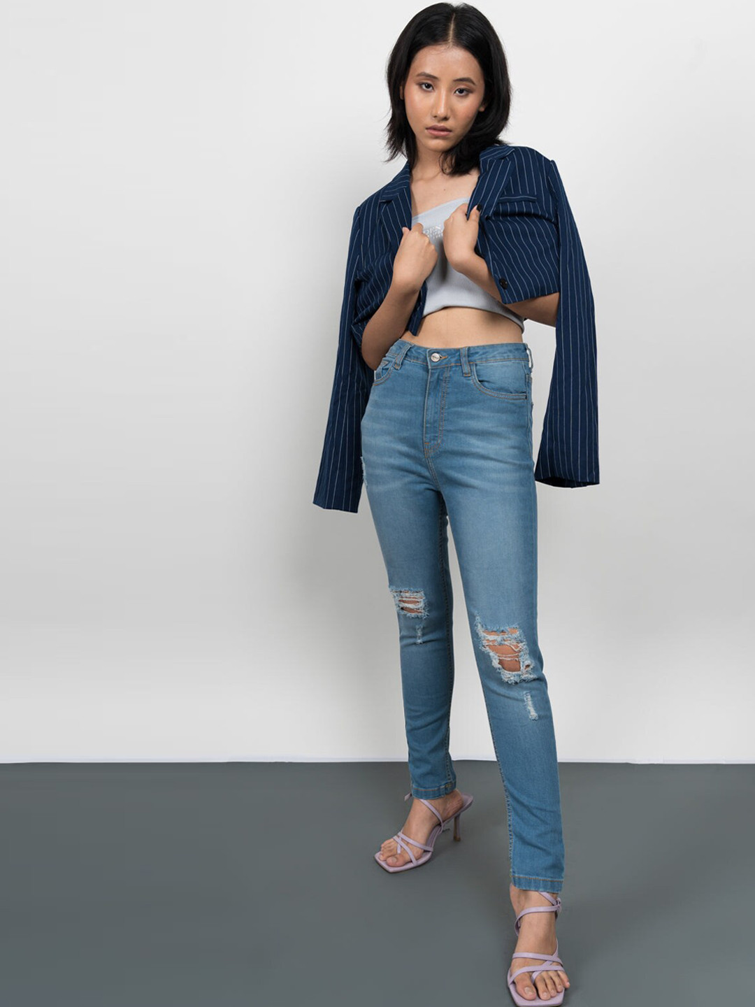 Buy FREAKINS Women Stunning Blue Slim Fit Cropped Jeans - Jeans for ...