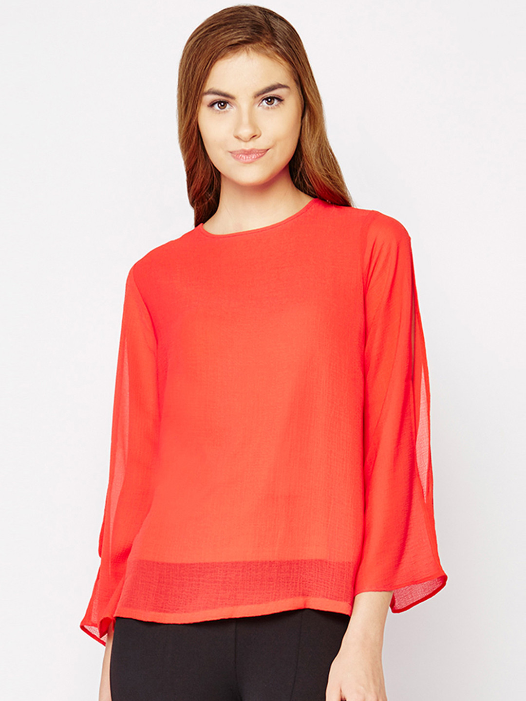 Buy AND Women Red Solid Regular Top - Tops for Women 1766011 | Myntra