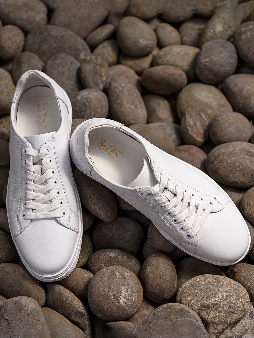 Buy ROSSO BRUNELLO Men White Leather Sneakers - Casual Shoes for Men ...