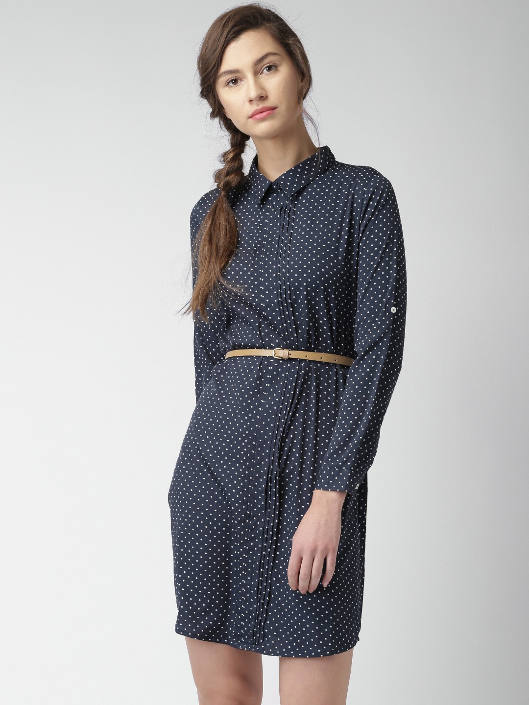 Buy Mast And Harbour Navy Polka Dot Shirt Dress Dresses For Women