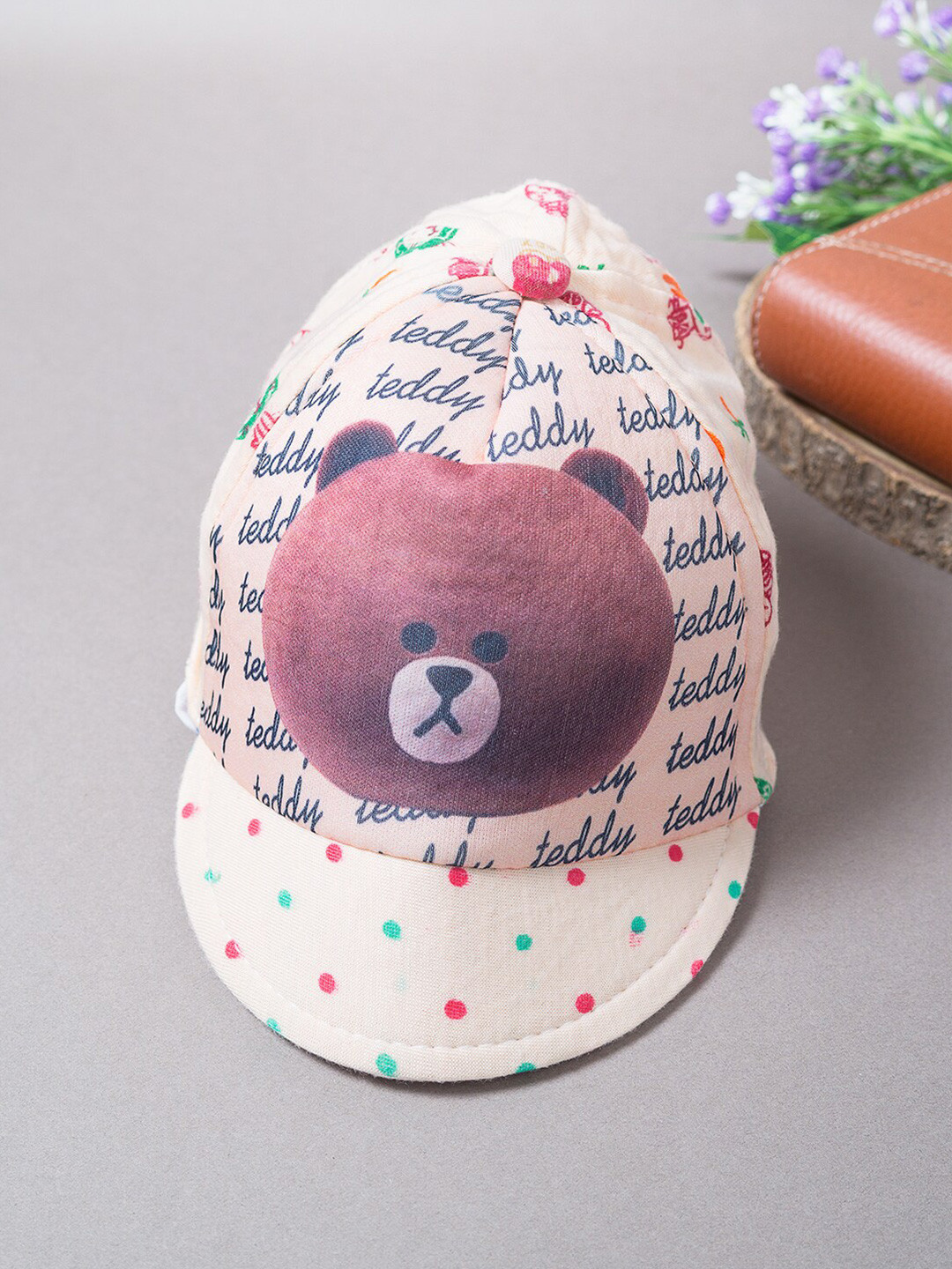 Buy Golden Peacock Boys Peach Coloured & Green Printed Snapback Cap ...