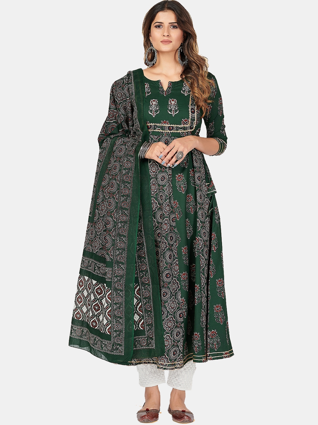 Buy Kalini Women Green Ethnic Motifs Embroidered Gotta Patti Anarkali