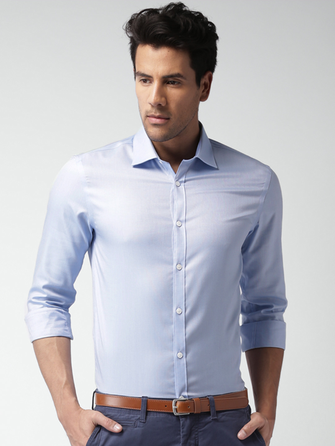 Buy Celio Men Blue Smart Casual Shirt - Shirts for Men 1768174 | Myntra