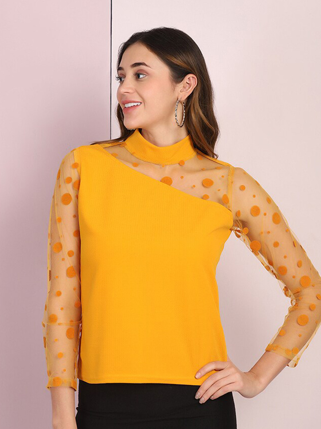 Buy BUY NEW TREND Yellow Sheer Top - Tops for Women 17685268 | Myntra