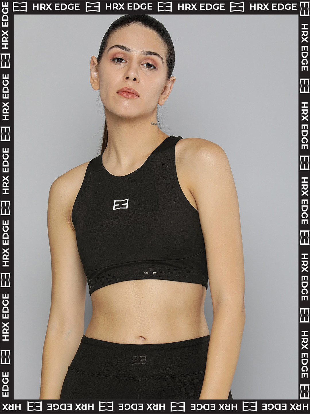 Buy HRX By Hrithik Roshan EDGE Women Jet Black Rapid Dry Solid Sports ...