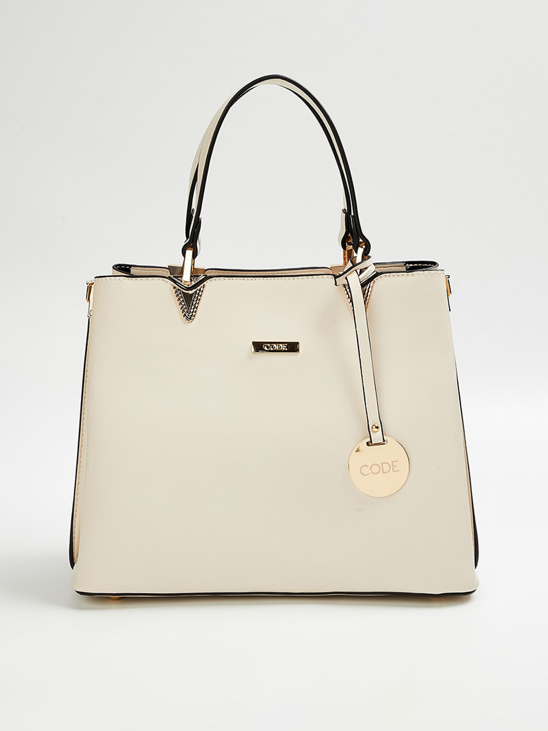 Buy CODE By Lifestyle Women Beige Structured Handheld Bag - Handbags ...