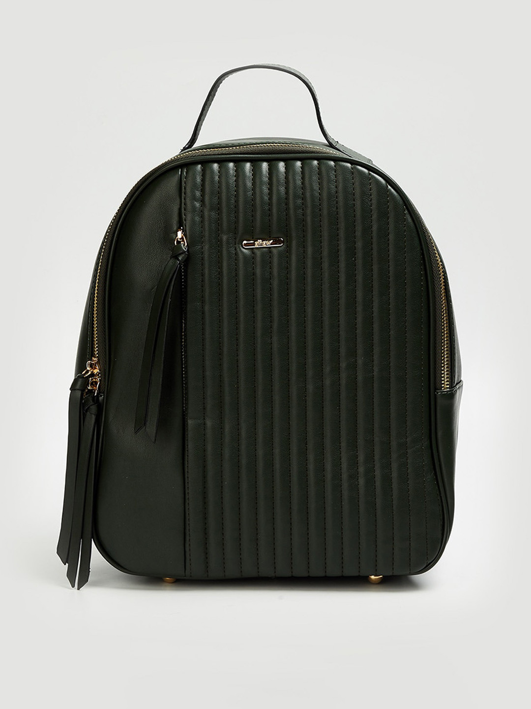 Buy Ginger By Lifestyle Women Olive Green Solid Backpack - Backpacks ...