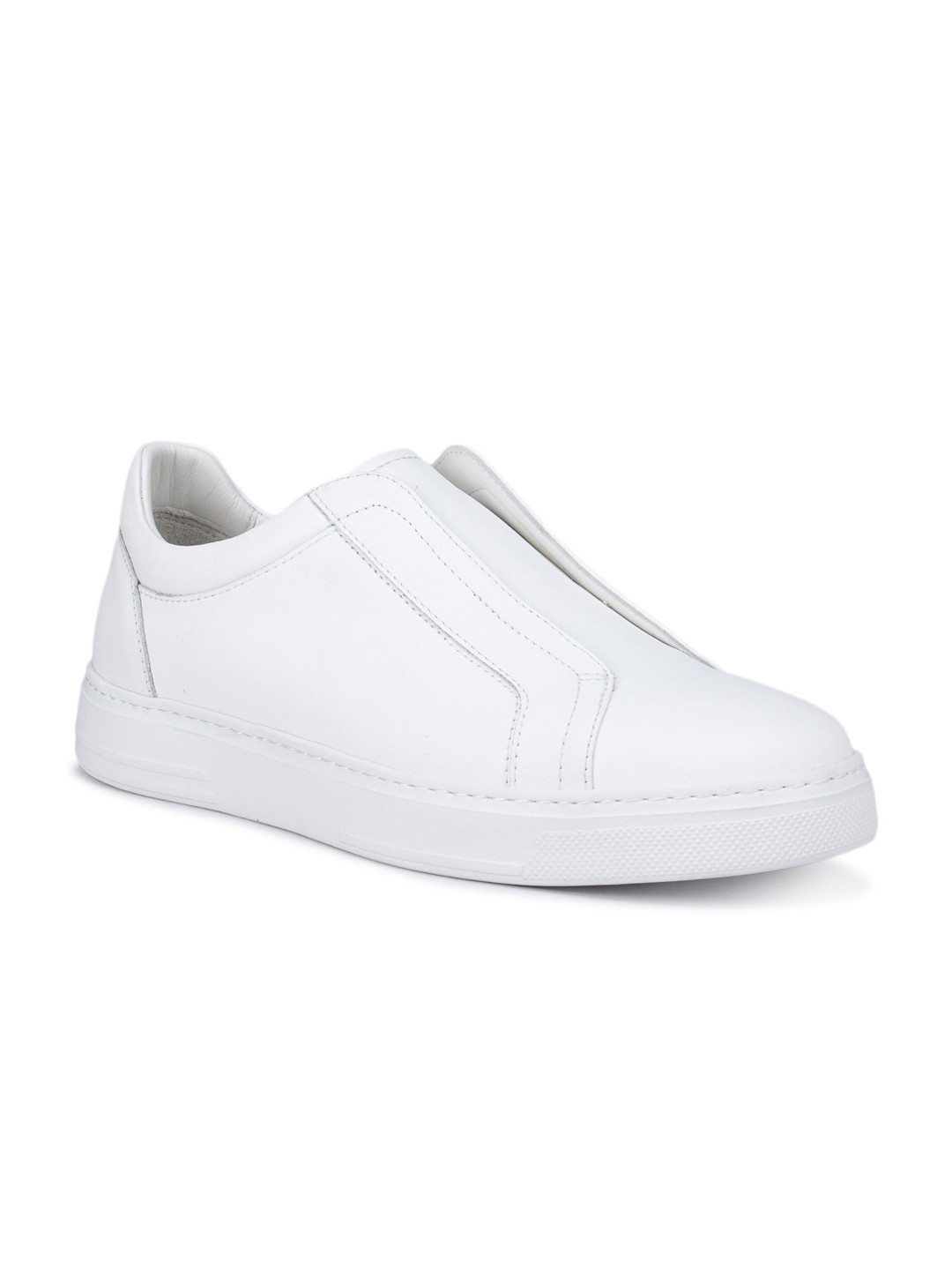 Buy ROSSO BRUNELLO Men White Solid Leather Slip On Sneakers - Casual ...