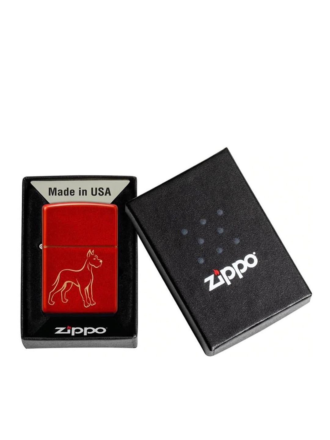 Buy Zippo Red Printed Dog Outline Design Metallic Red Pocket Lighter ...