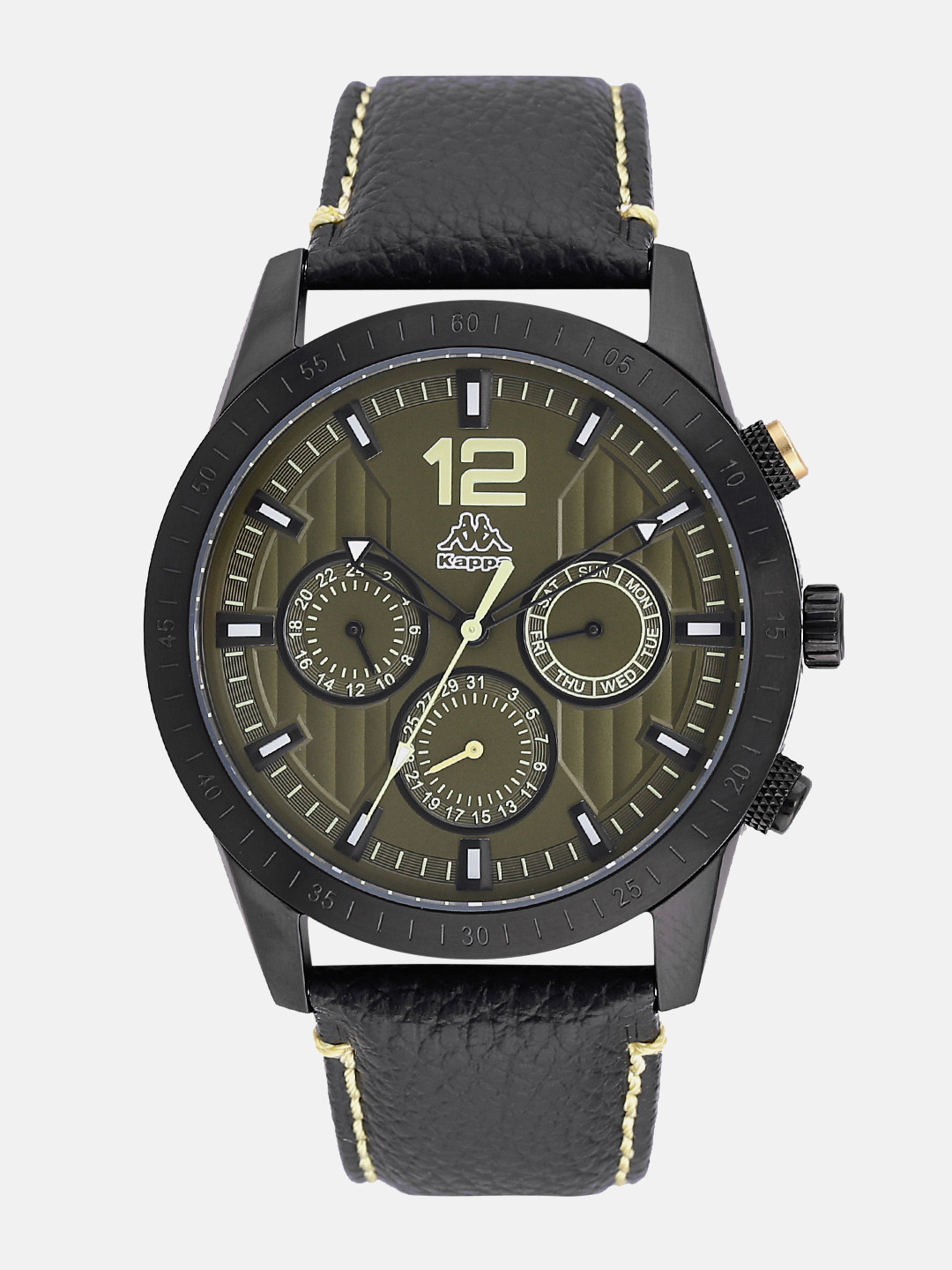 Buy Kappa Men Olive Green Textured Multifunction Dial Watch KP 1402M D ...