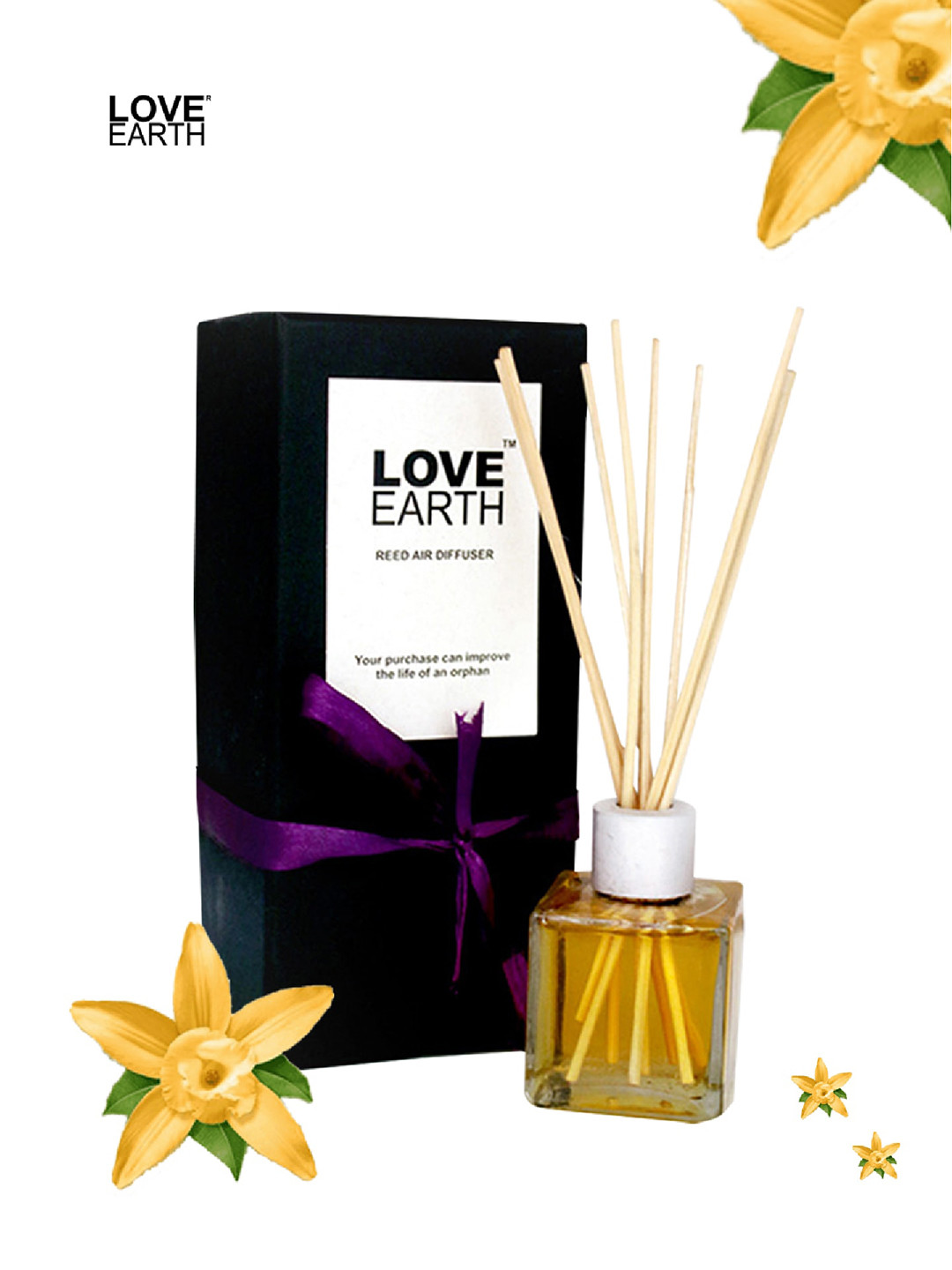 Buy LOVE EARTH Yellow Premium Reed Aroma Oil Diffusers - Aroma Oil ...