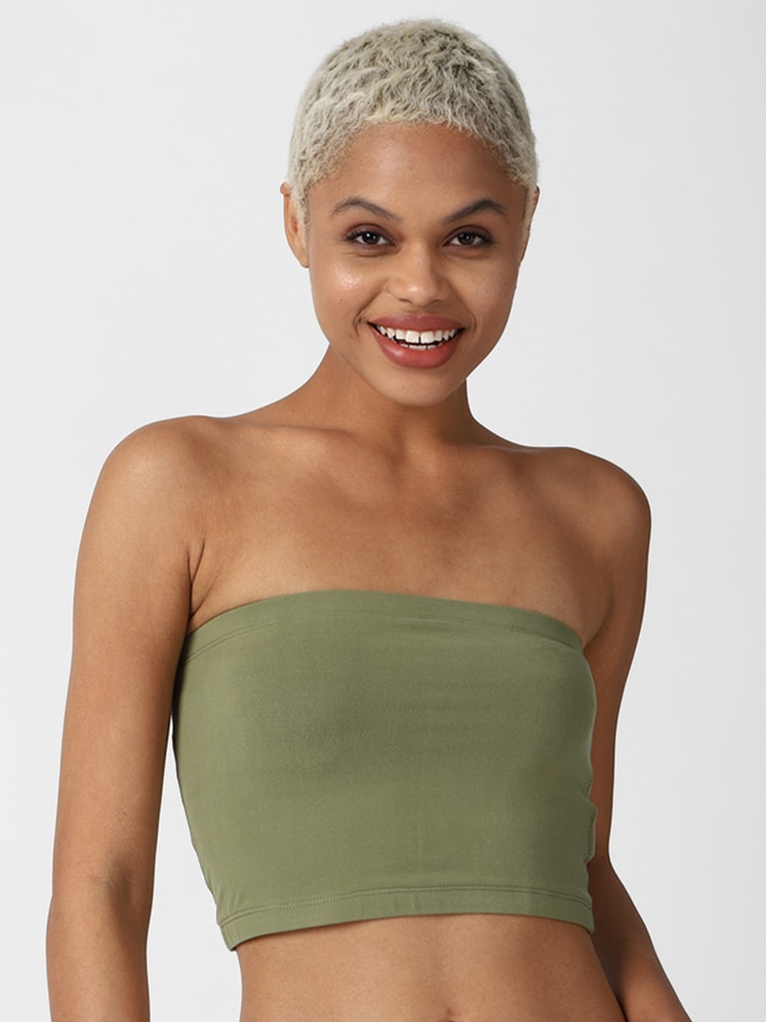 Buy Forever 21 Olive Green Tube Crop Top Tops For Women 17696930 Myntra