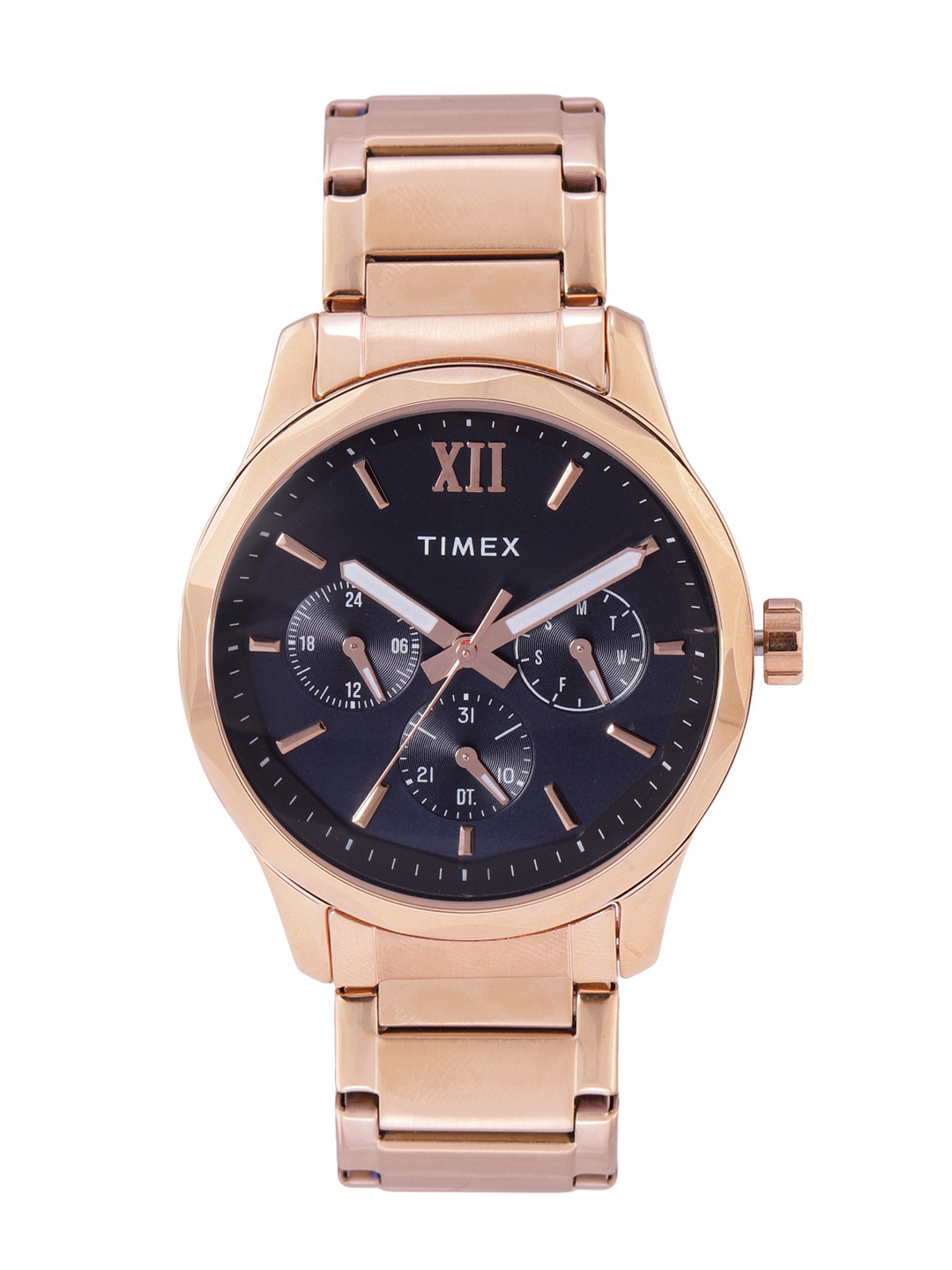 Buy Timex Men Blue Dial & Rose Gold Toned Bracelet Style Analogue Watch ...