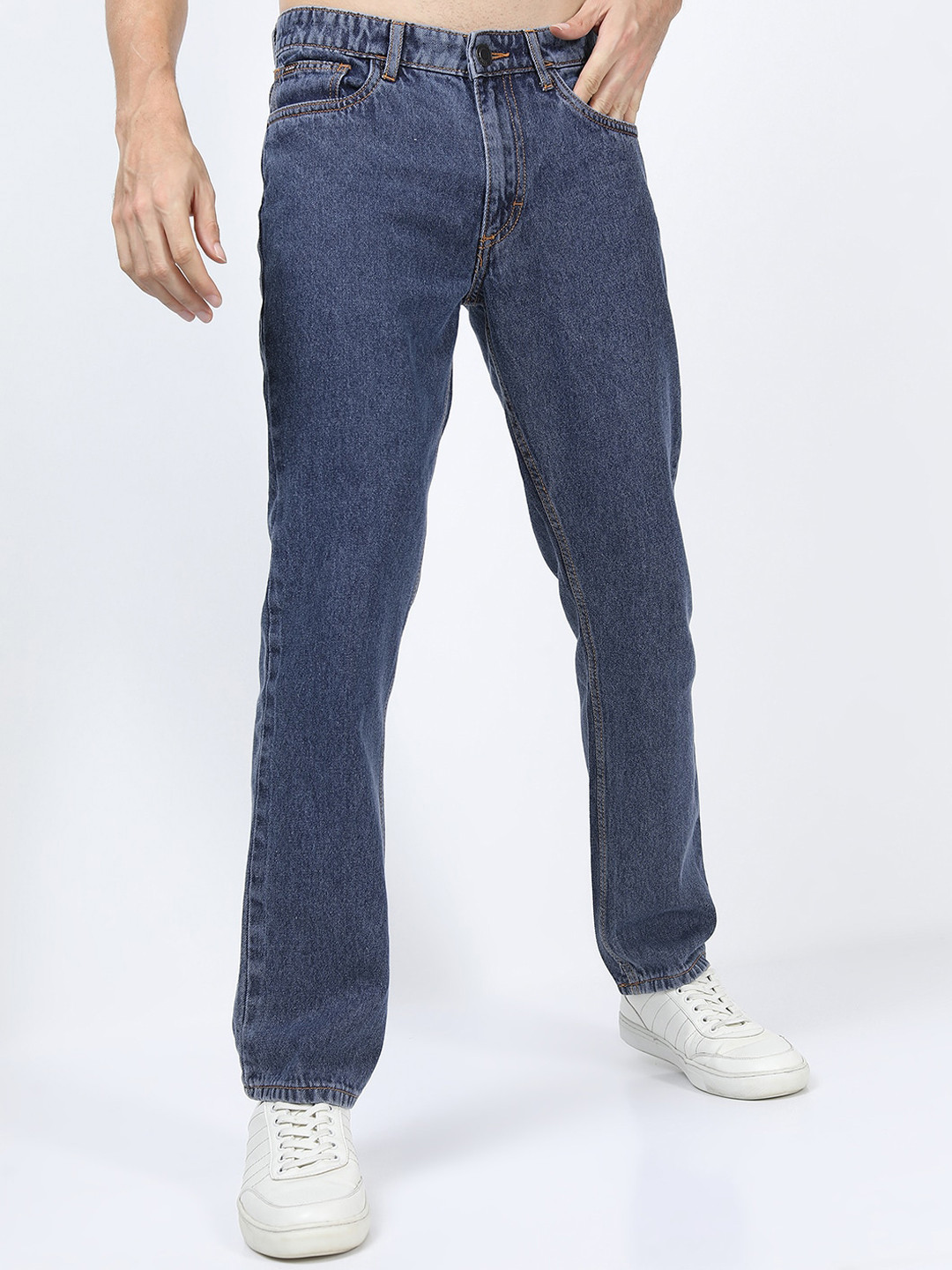 Buy HIGHLANDER Men Blue Straight Fit Clean Look Stretchable Jeans ...