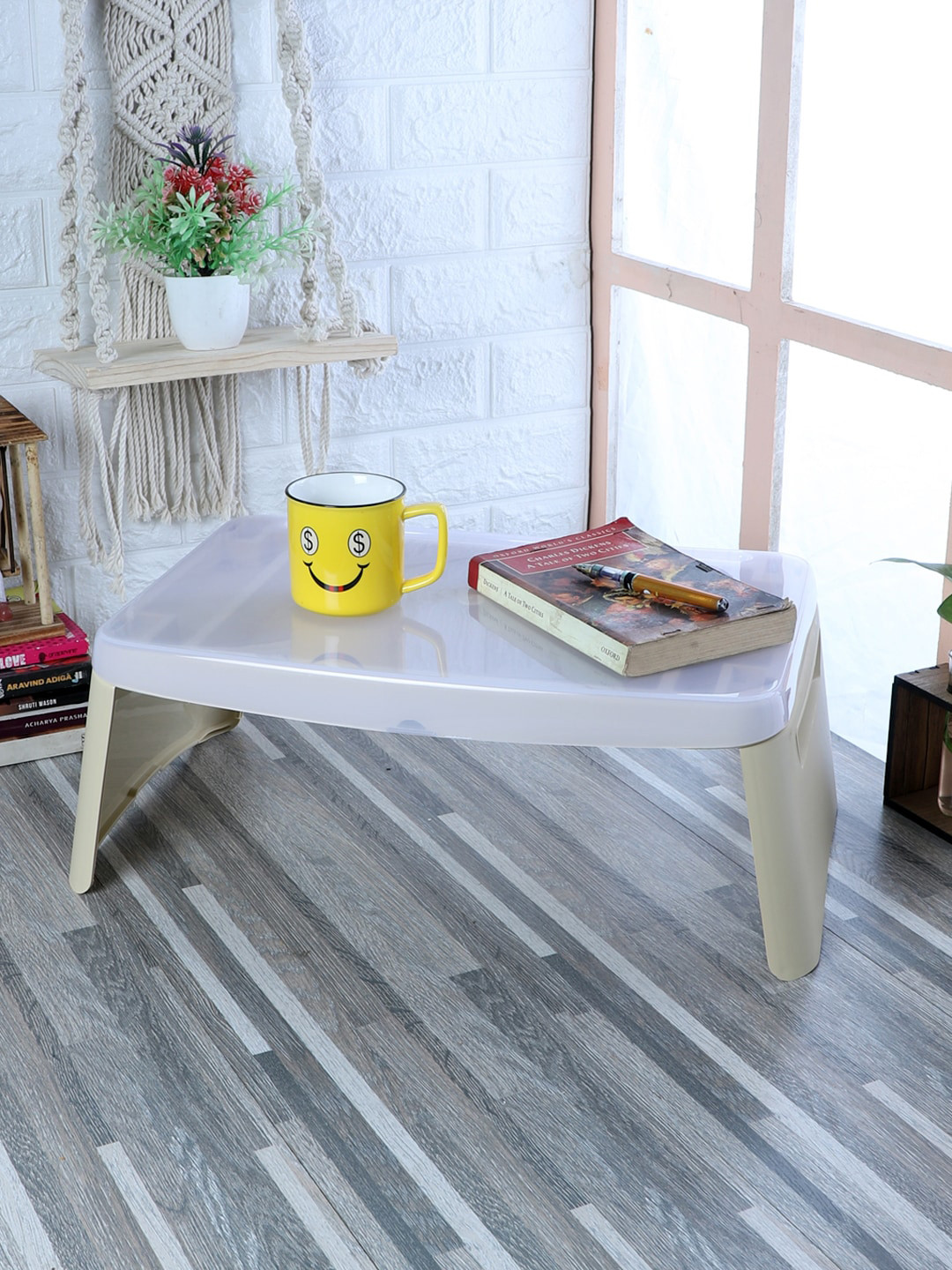 Buy CDI Cream Toned Solid Portable Laptop Table - Laptop Table for ...