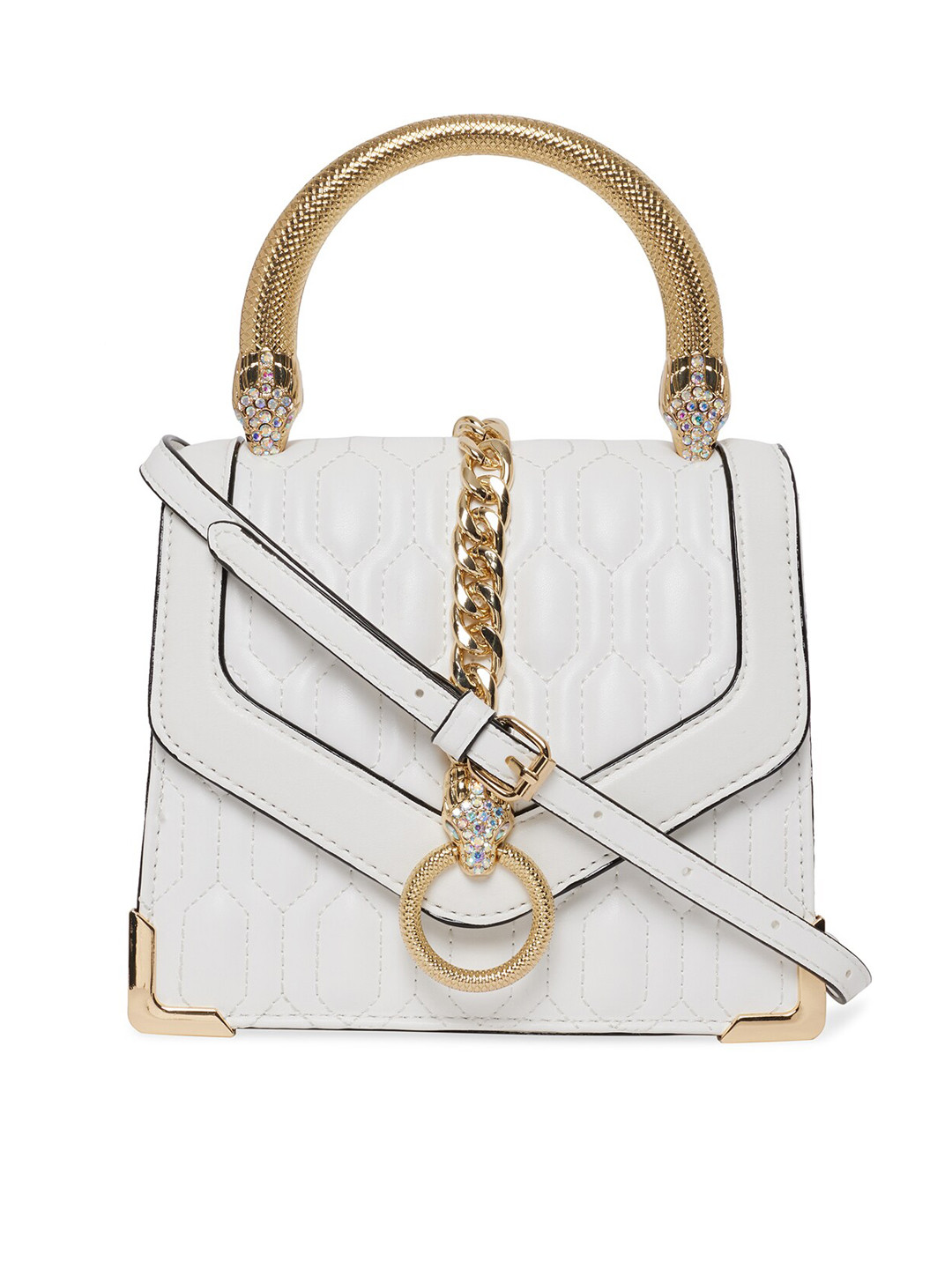 Buy ALDO Women White Textured Structured Satchel - Handbags for Women ...
