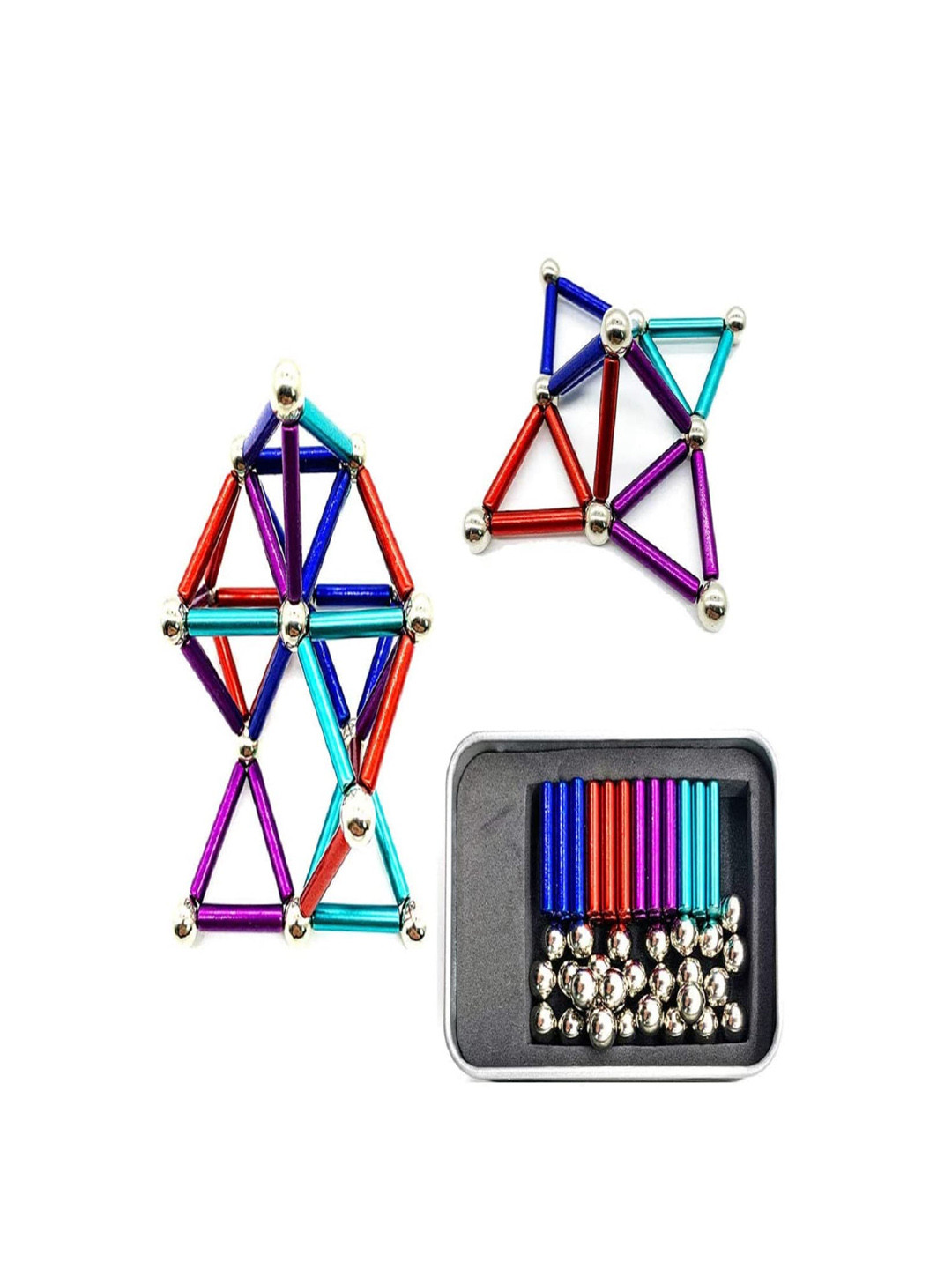 Buy CHOCOZONE Kids Pack Of 36 Red & Blue Magnet Sticks & 27 Magnetic ...