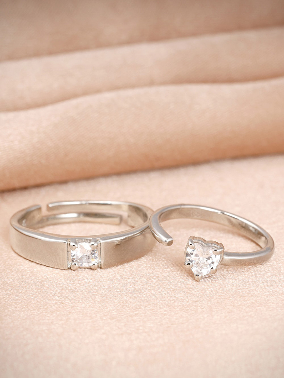 Buy GIVA 925 Sterling Silver Rhodium Plated Forever Love Couple Rings ...