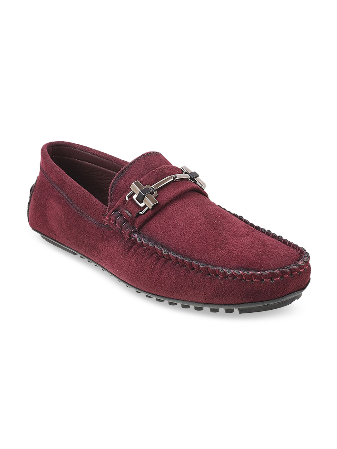 Buy Metro Men Maroon Textured Suede Loafers - Casual Shoes for Men ...