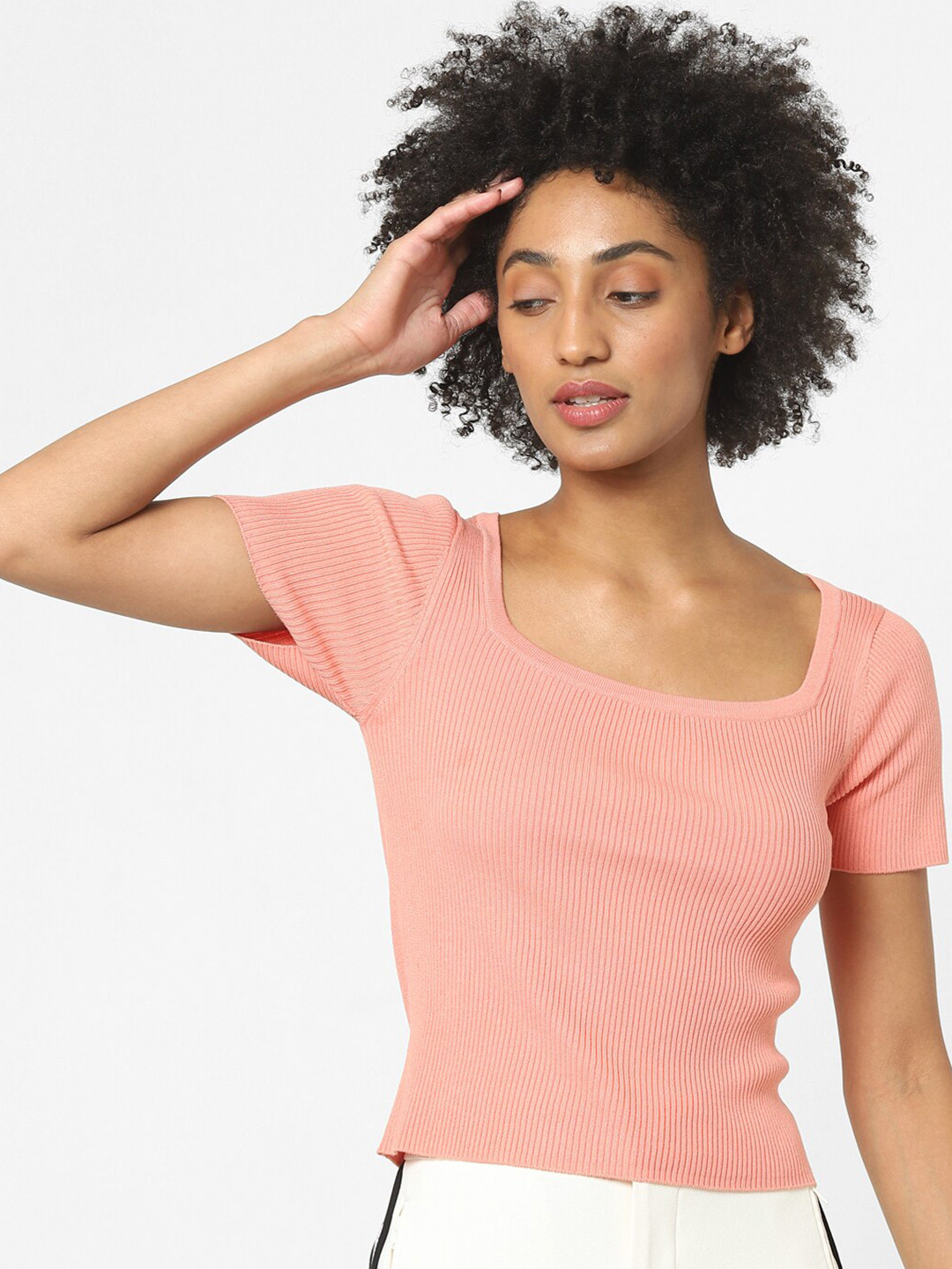 Buy ONLY Pink Ribbed Top - Tops for Women 17720862 | Myntra